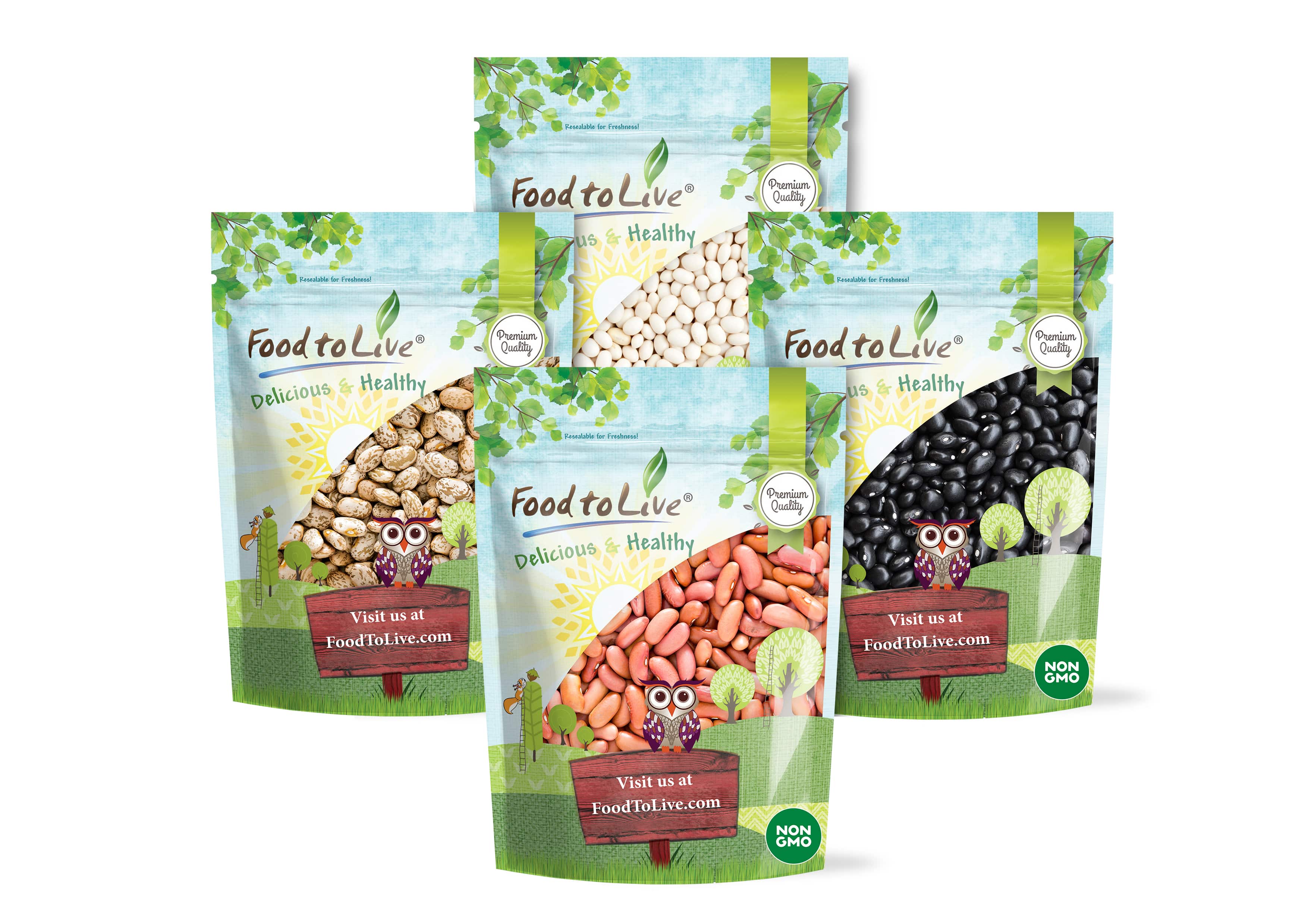 Premium Dry Beans Bundle, 4 Pack - Black Beans (5 LB), Pinto Beans (5 ...